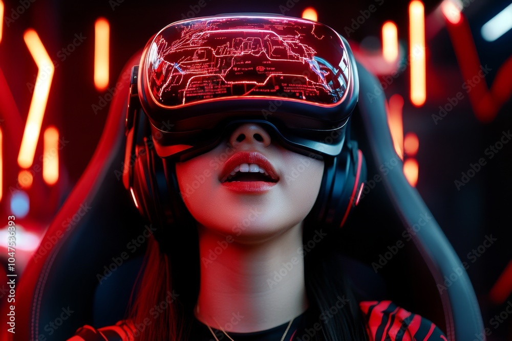 A futuristic theme park with advanced rides, virtual reality ...
