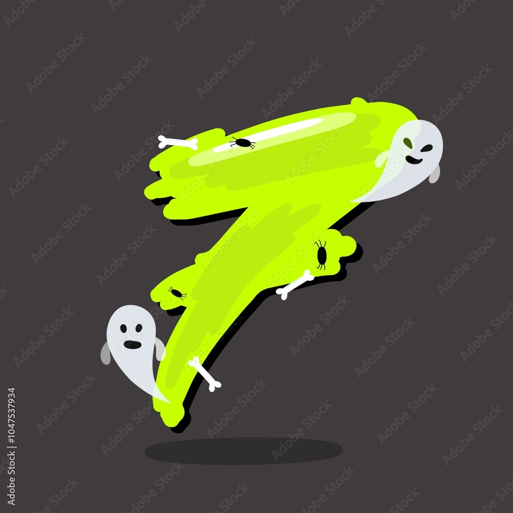 Cartoon Halloween numbers, evil type, funny scary typeface, spooky ...