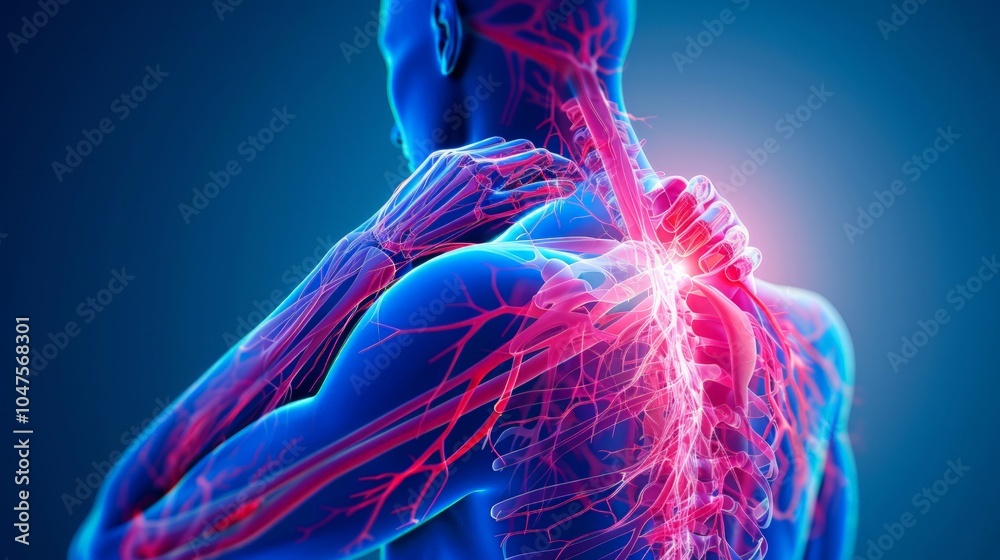 Thoracic Outlet Syndrome Illustration, detailed depiction of nerve and ...