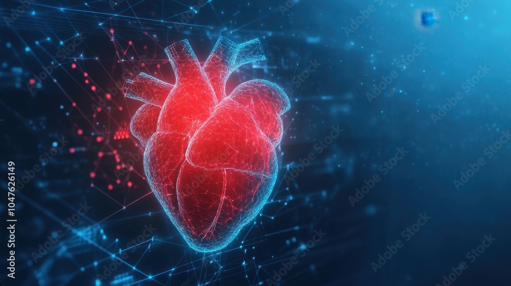 Detailed heart disease concept art with clogged arteries and restricted ...