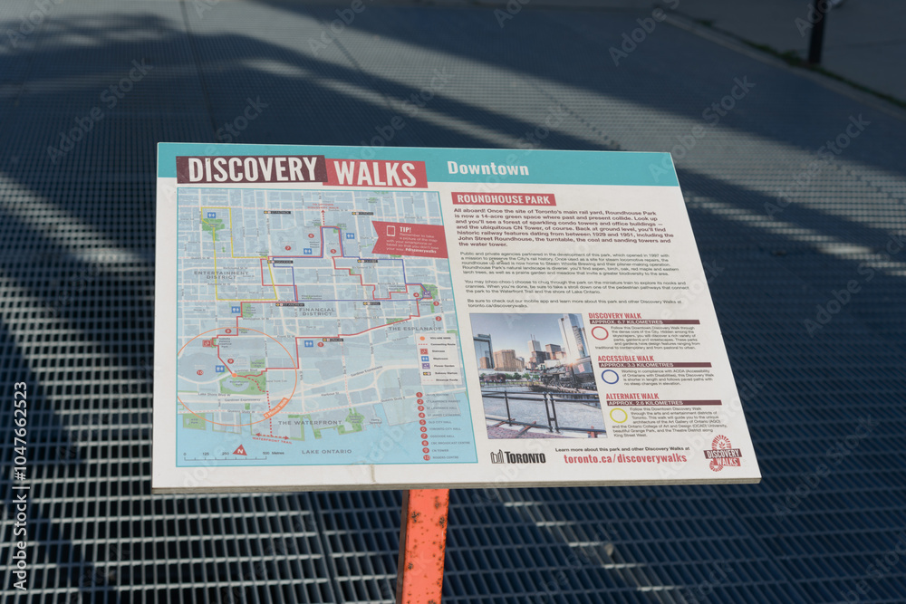 City of Toronto "Discovery Walks" plaque with inscription and map at ...