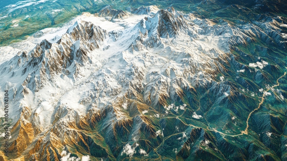 Fotografía "A detailed geographical map of the Himalayas, with contour ...