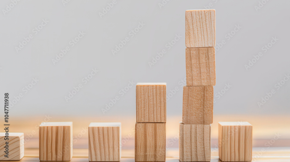 Wooden Block Histogram Display, a creative arrangement of three ...