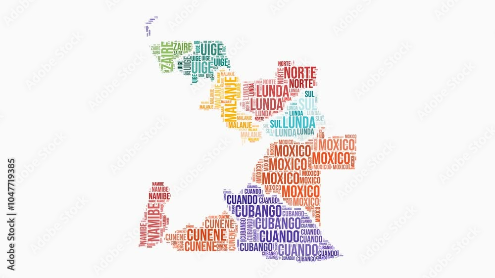 Wideo Stock: Angola regions word cloud animation. Country logo animated ...