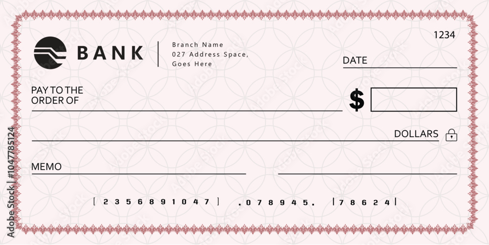 Blank bank check, checkbook cheque template or money payment paper ...