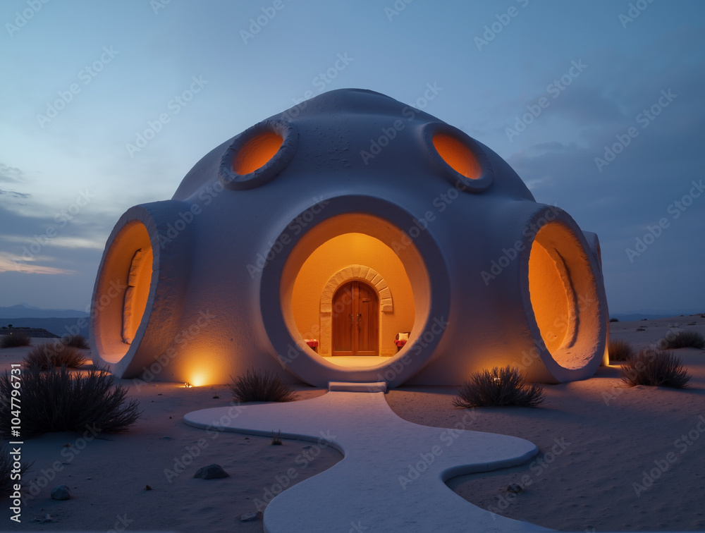 Adobe Beehive-Shaped Building Made from Salt Crystals with Round ...