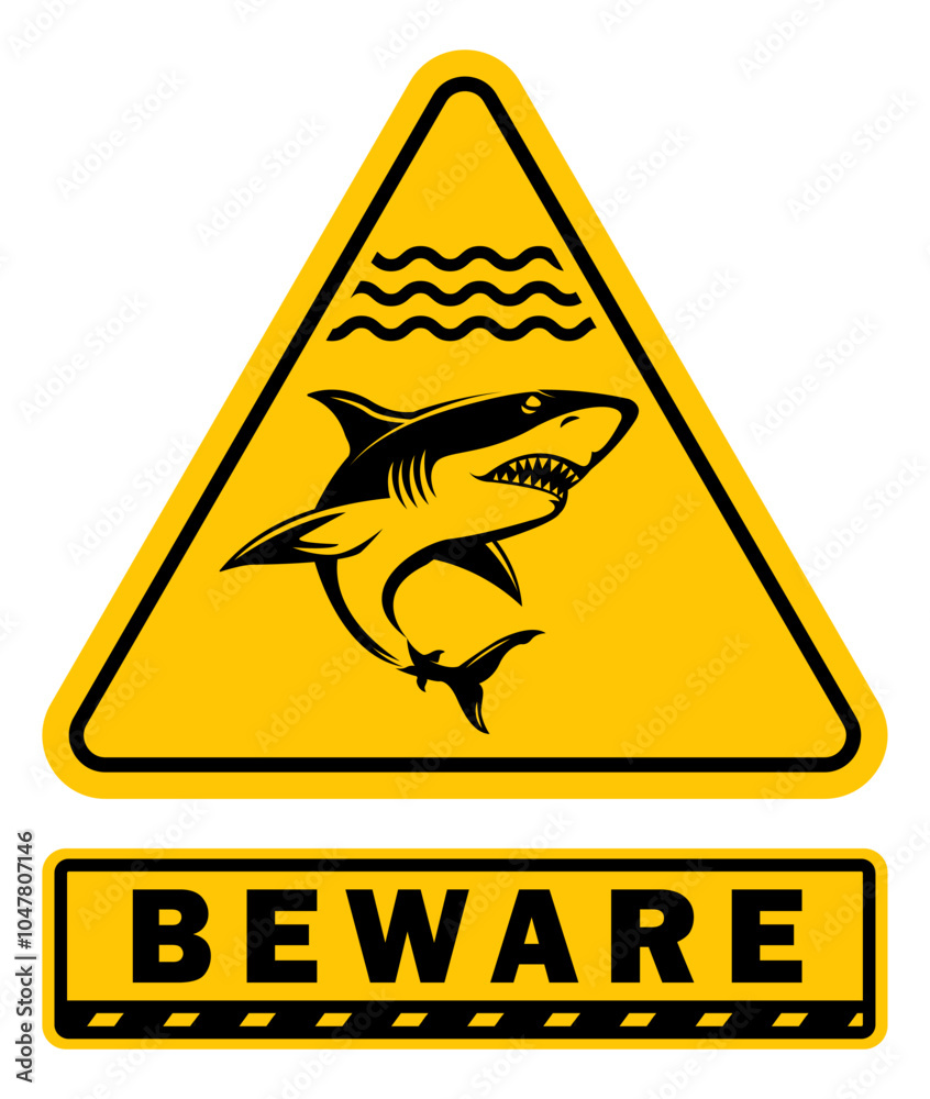 beware of shark do not swim printable sign poster plaque at beach ocean ...