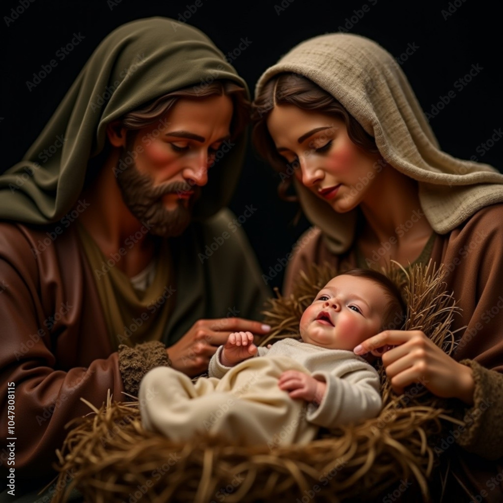 Fotografía Retrato figuras de belén navideño cristiano Jesús en el ...