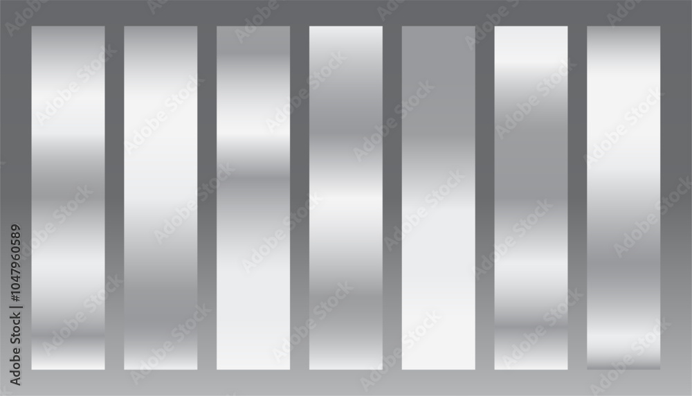 collection of metallic grey gradient palette for ui/ux element kit ...