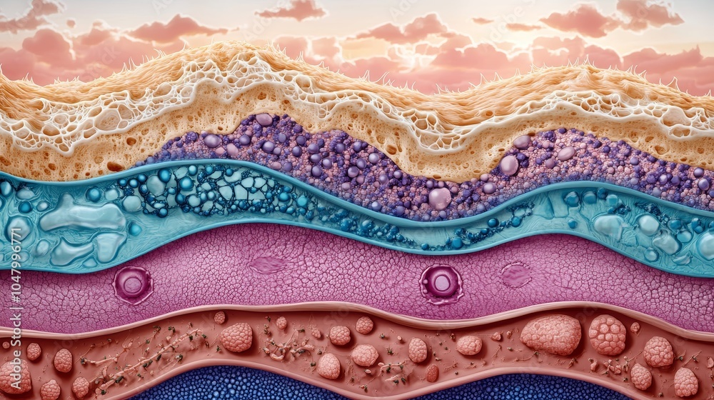 Human Skin Epidermis Layers Stratum Corneum Granulosum Spinosum Basale ...