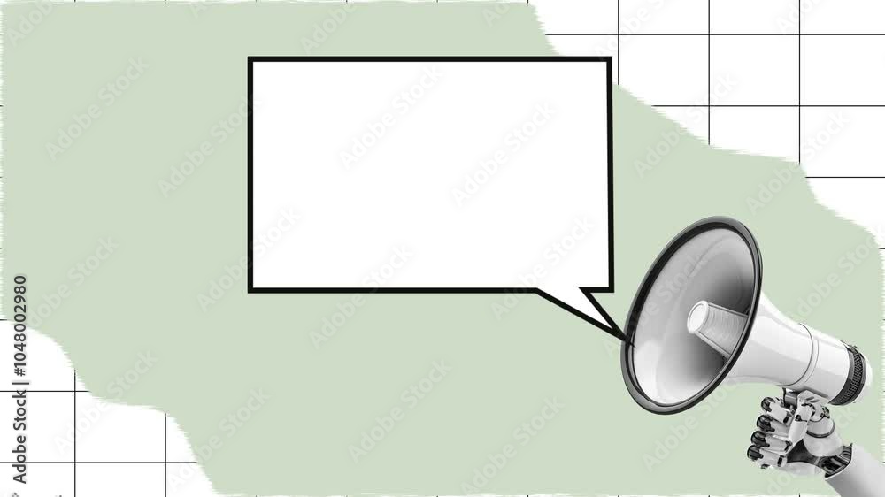 Funny animation of robotic hand holding megaphone with speech bubble ... Funny animation of robotic hand holding megaphone with speech bubble ...