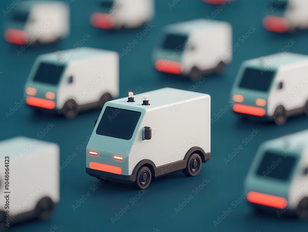 Autonomous delivery vans distributing packages using smart route ...