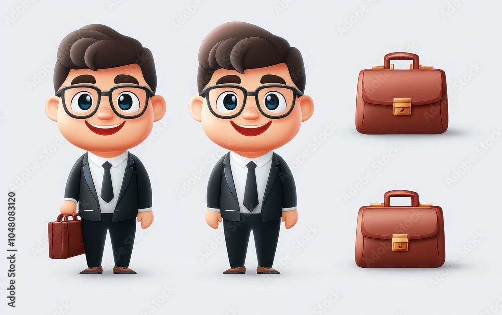 Design a professional businessman emoji with glasses and a briefcase ...
