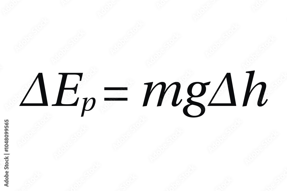 Potential Energy. Earth's Gravity Formula on the white background ...