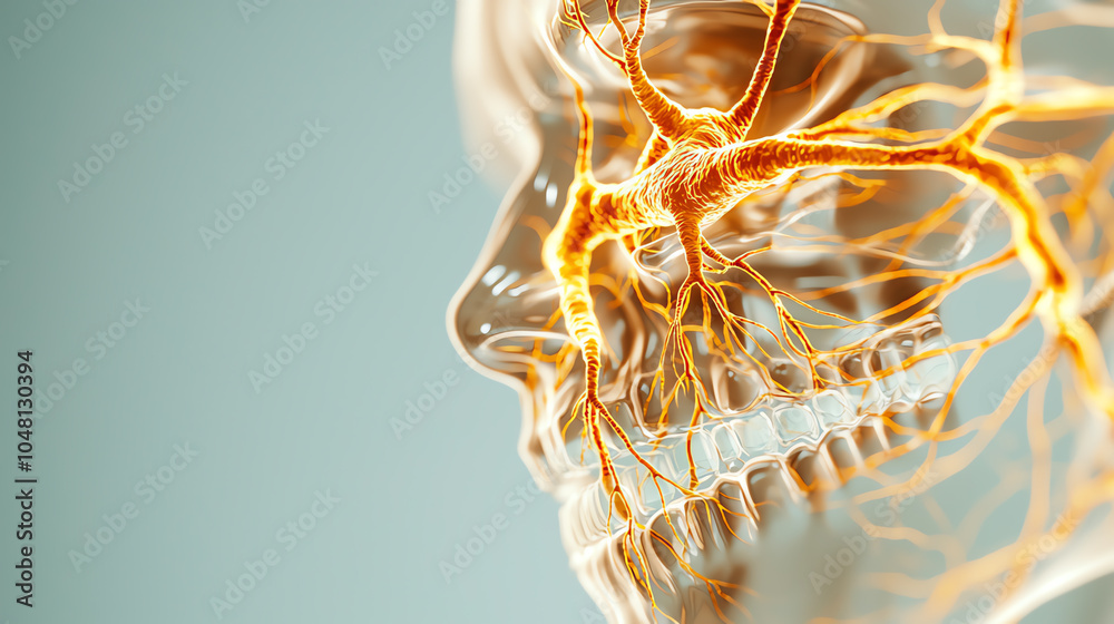 Close-up view of the trigeminal nerve branches, detailing ophthalmic ...
