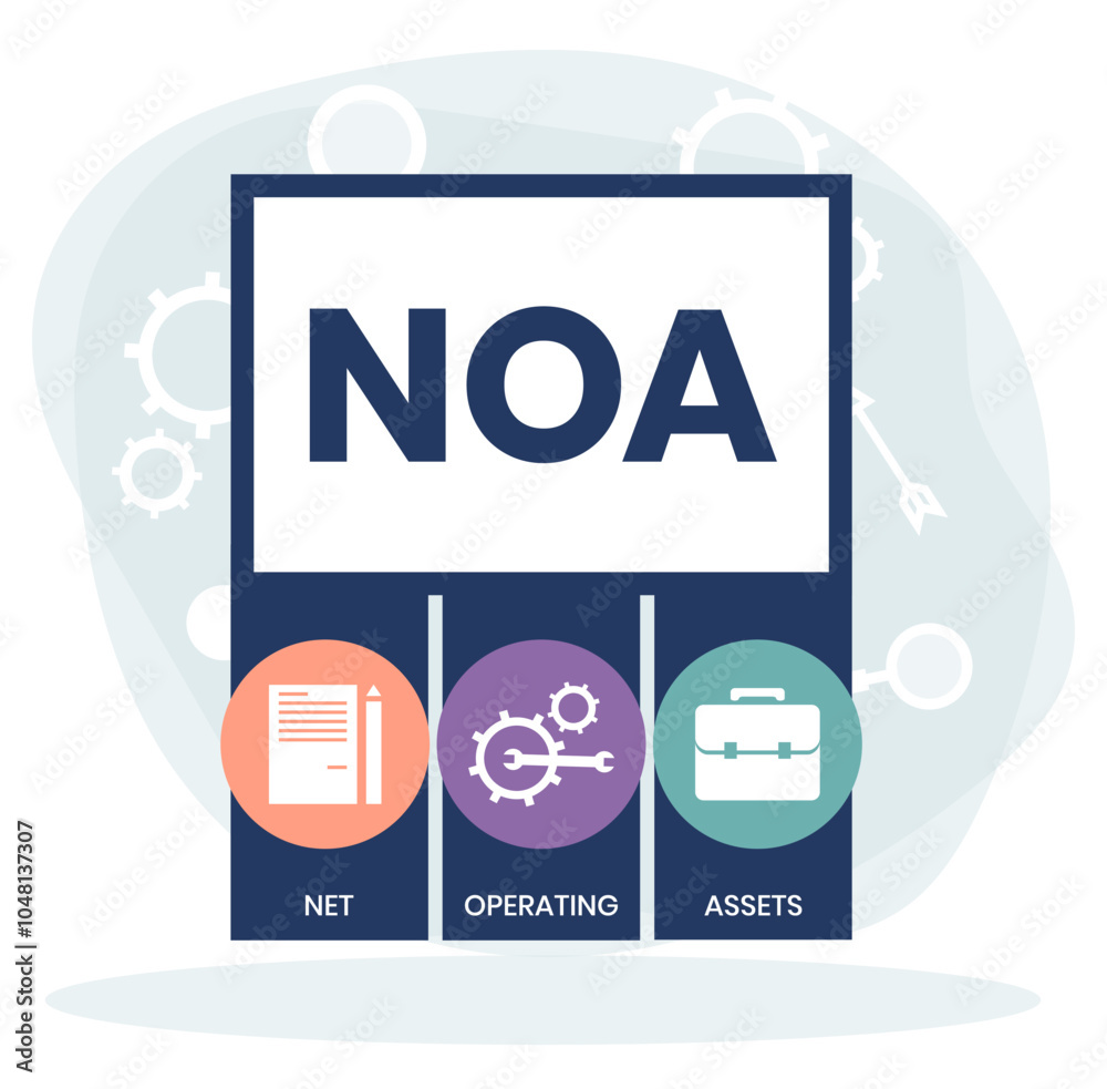 NOA - Net Operating Assets acronym. business concept background. vector ...