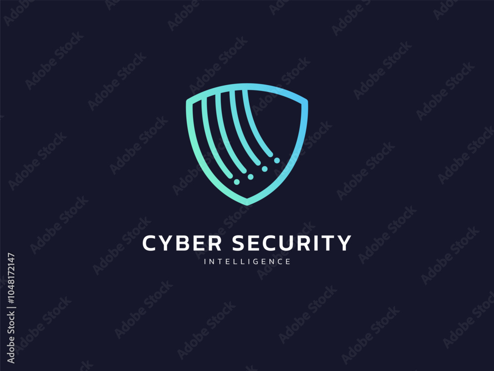 Cyber security intelligence data protection shield with Curved lines ...