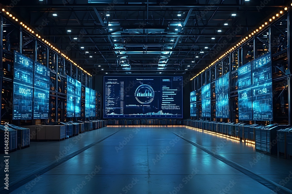 Futuristic Logistics Control Center with Real Time Data Analytics on ...