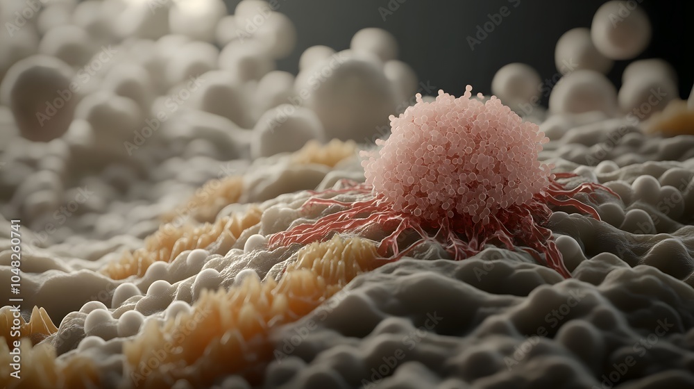 Microscopic view of a cell undergoing apoptosis, nucleus shrinking and ...