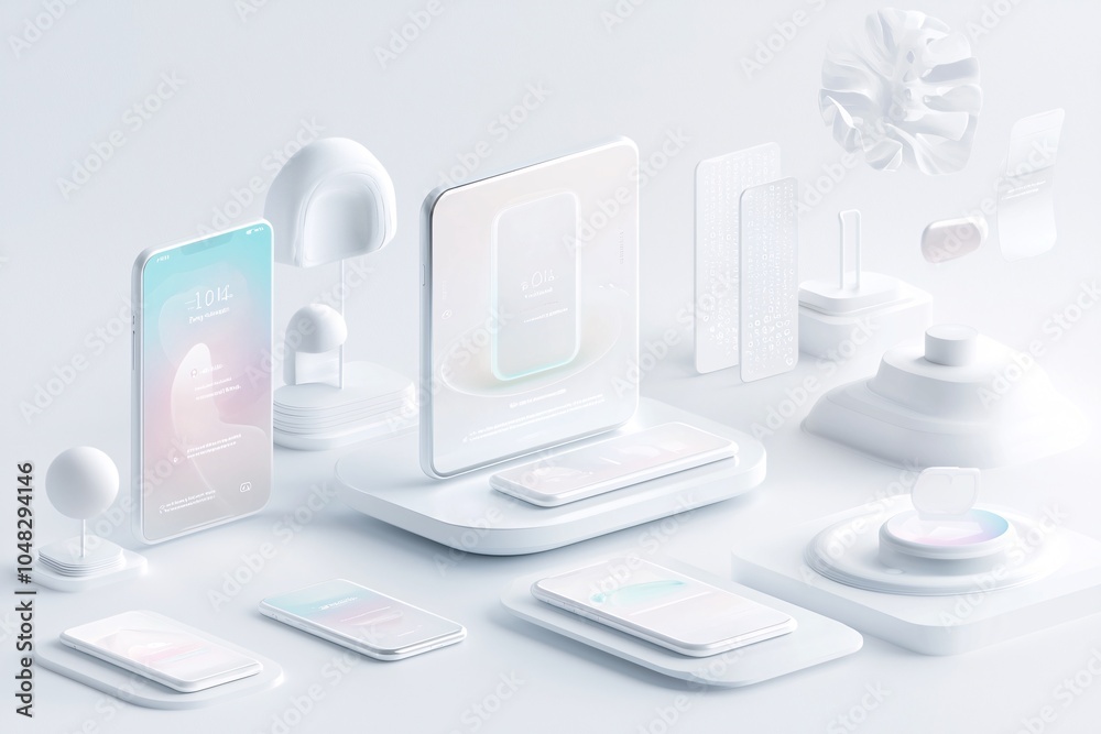 Minimalist UI design with flat icons and soft gradients, website ...