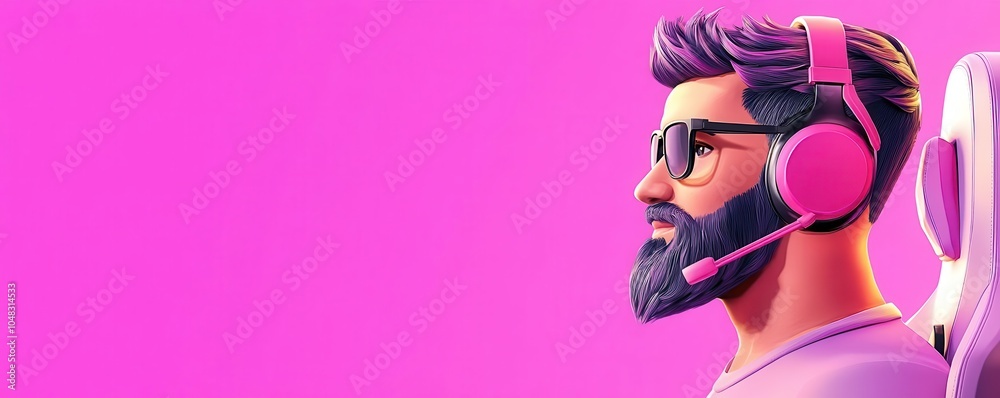 Streamer avatar variations, side view, gaming avatar theme, 3D render ...