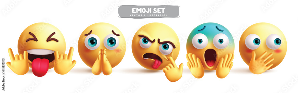 Emojis characters emoticon vector set. Emoji 3d character like cool ...