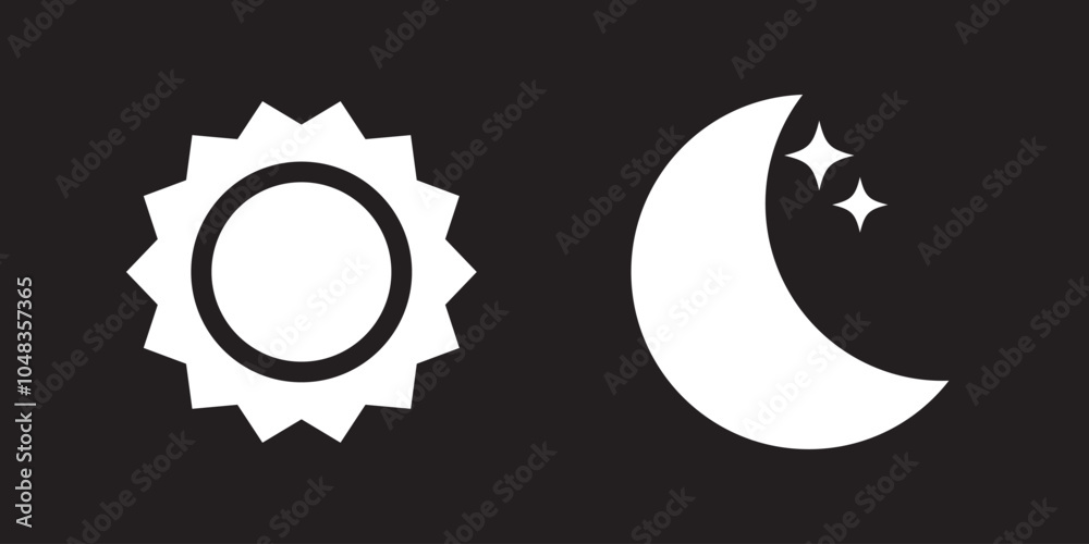 Sun and moon icon vector day and night icon set. dark and light mode ...