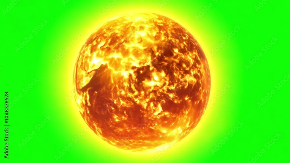 Realistic sun rotating on green screen. Realistic burning sun solar ...