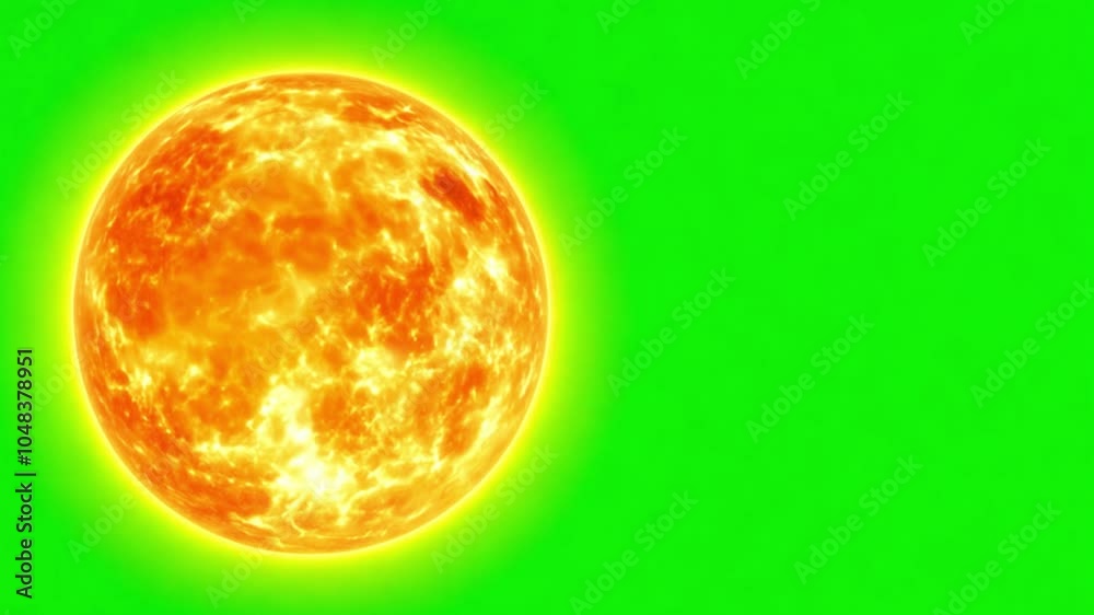 Realistic sun rotating on green screen. Realistic burning sun solar ...