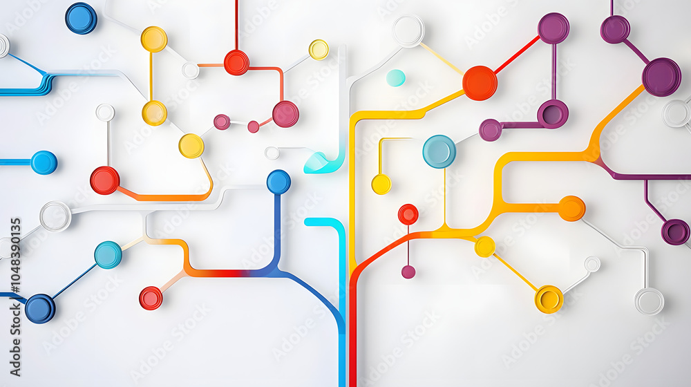 Colorful diagram illustrating a decision tree with branching paths and ...
