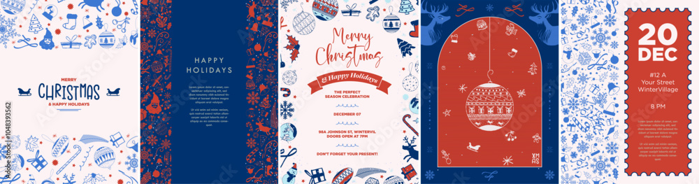 Set of Christmas Season Poster Designs for posters, greeting cards ...