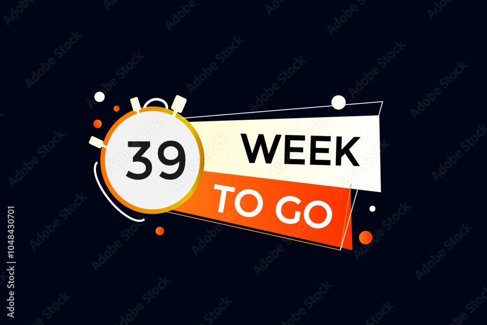 39 week to go, icon, stile, timer, countdown, clock, time, background ...