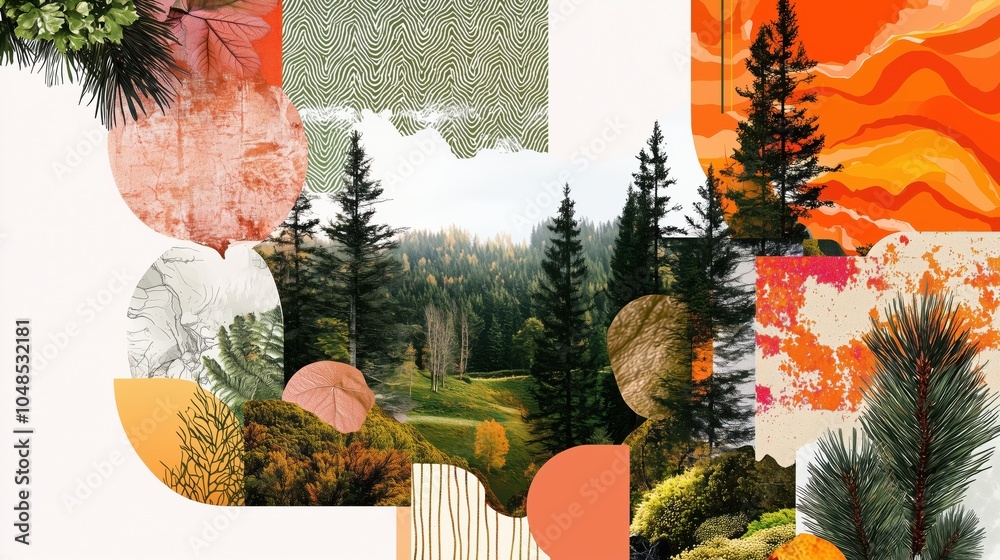 Autumnal Forest Collage: A captivating abstract collage evokes the ...