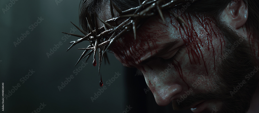 Jesus Christ on the Cross, close-up. Christ dying on the cross and ...