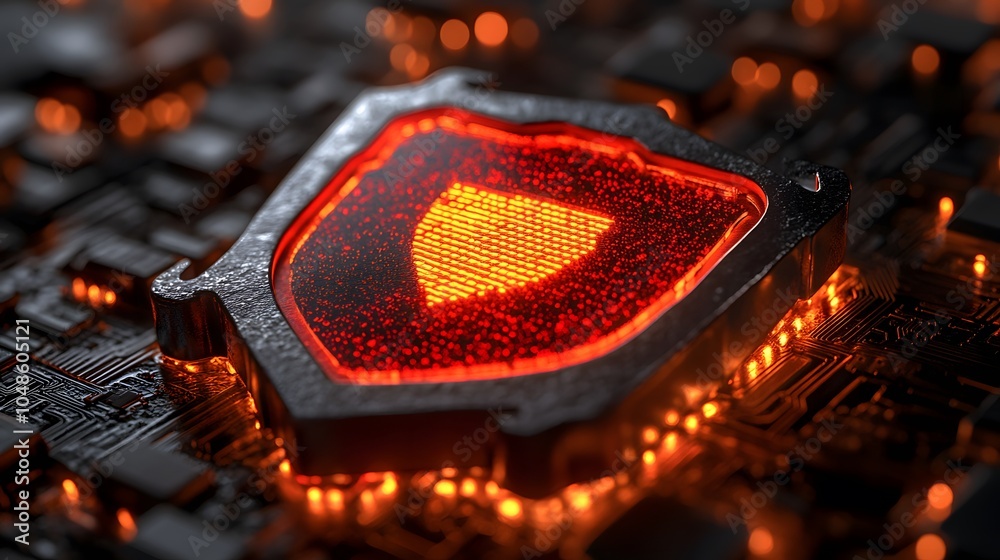 Futuristic AI-powered network security, digital defense shields ...