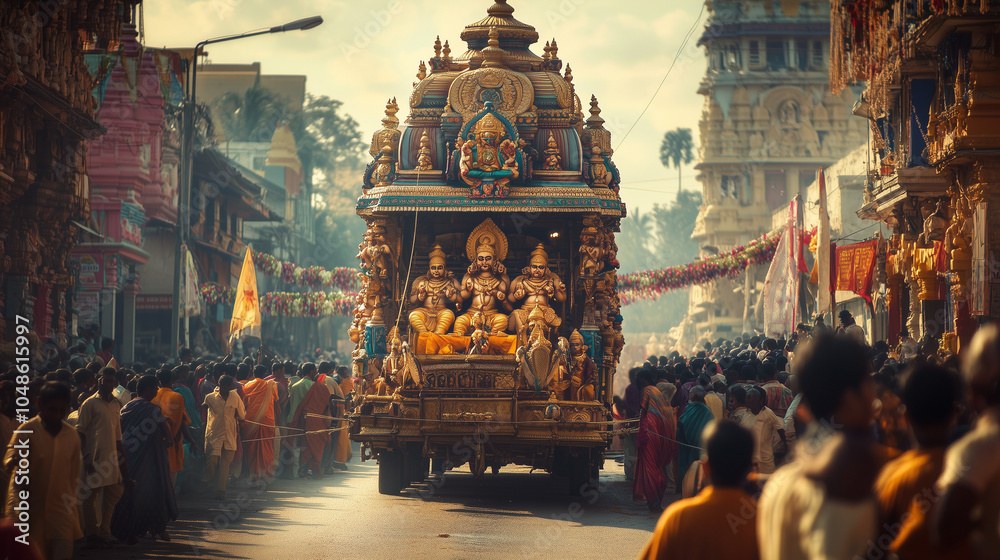 Kalpathi Ratholsavam, a huge chariot decorated with colorful sculptures ...