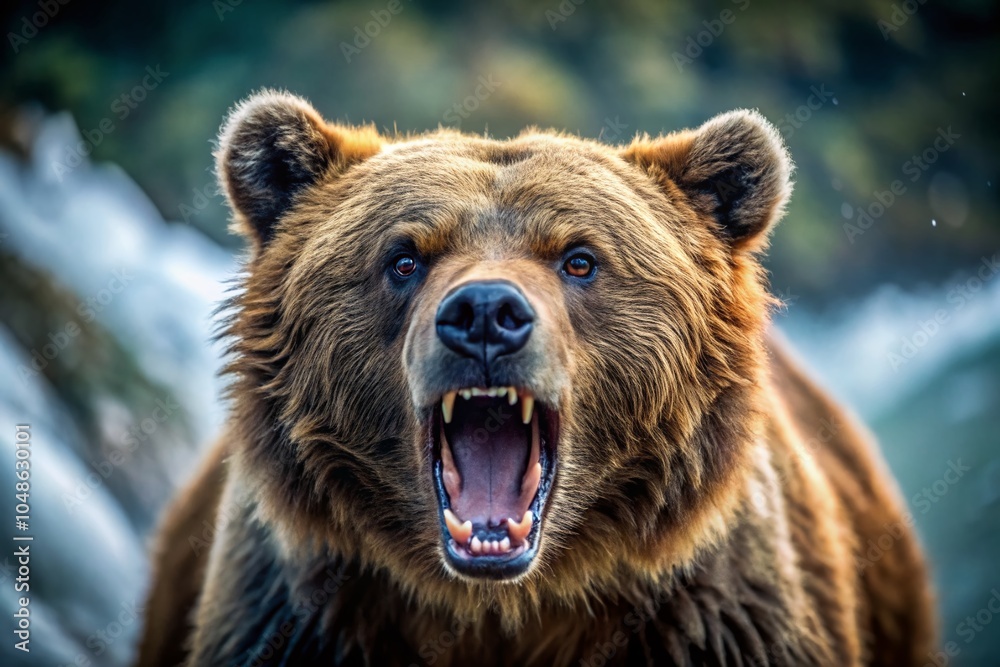 Intense Tilt-Shift Photography of a Raging Bear with Wide Open Mouth ...