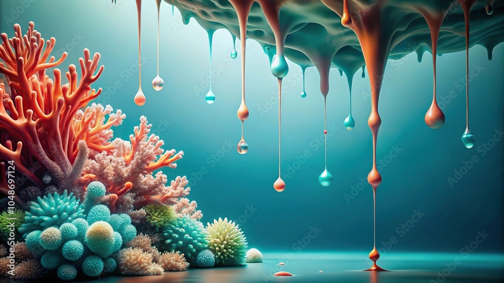 dripping slime and coral fragments in an isolated environment ...