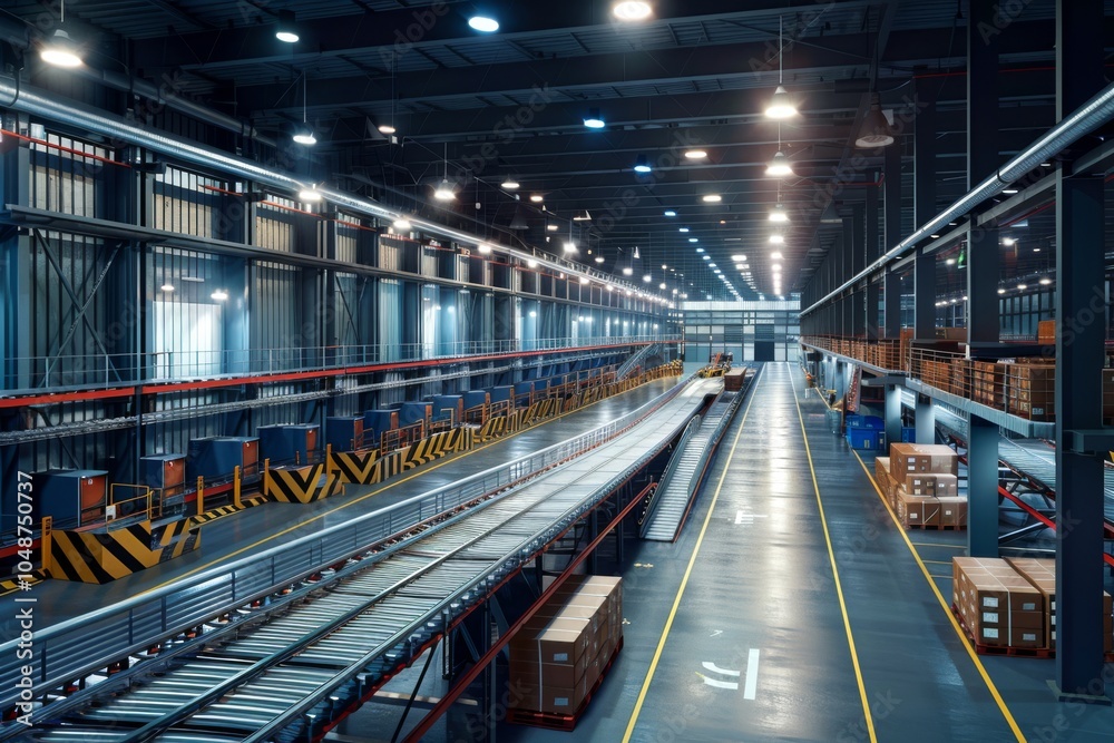 Integrated logistics hub with multi-level storage, high-speed sorting ...