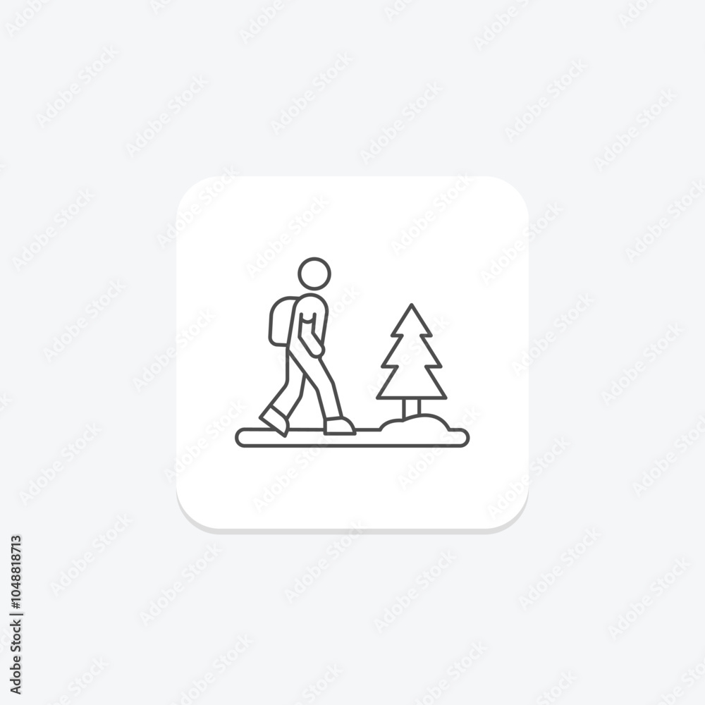 Nature Walk icon, walk, outdoor, nature walk, trail thinline icon ...