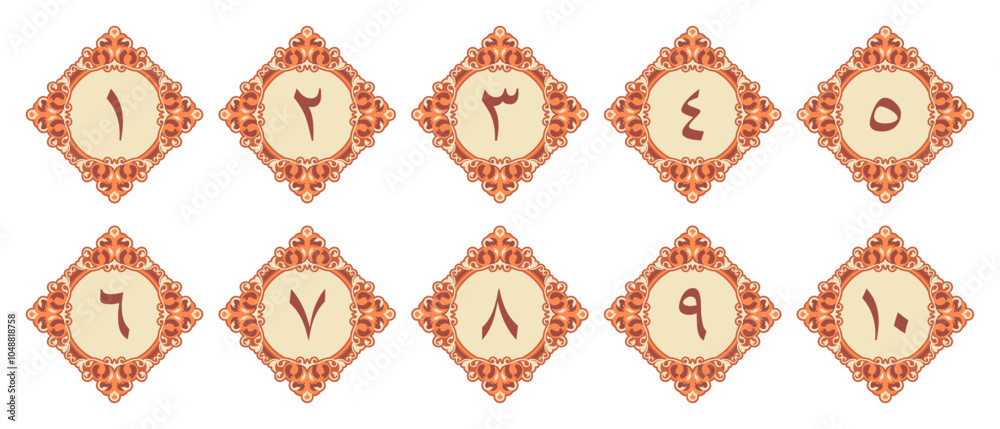 arabic numerals with ornament. Arabic numerals with premium border ...