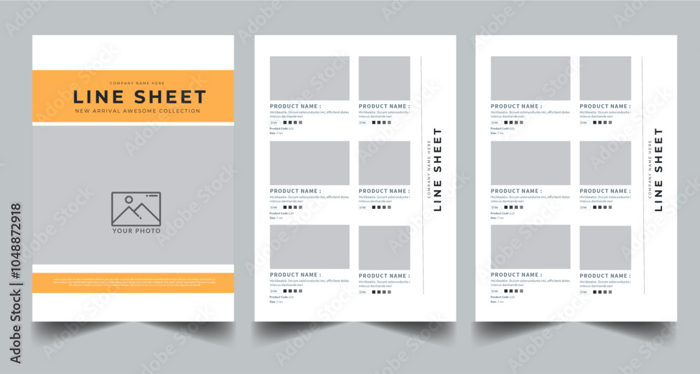 Line Sheet, Product Catalog Design Layout Template With 3 page design ...