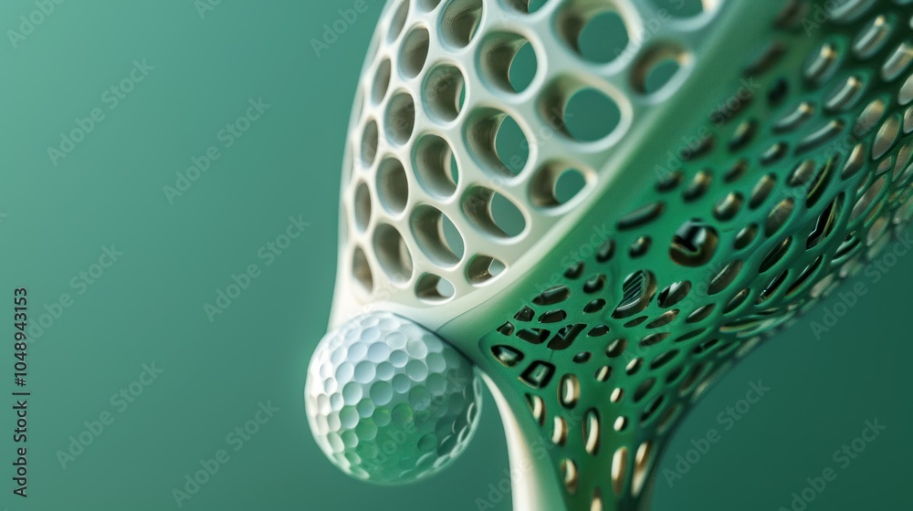 A White Golf Ball Partially Enclosed by a 3D-Printed Lattice Structure ...
