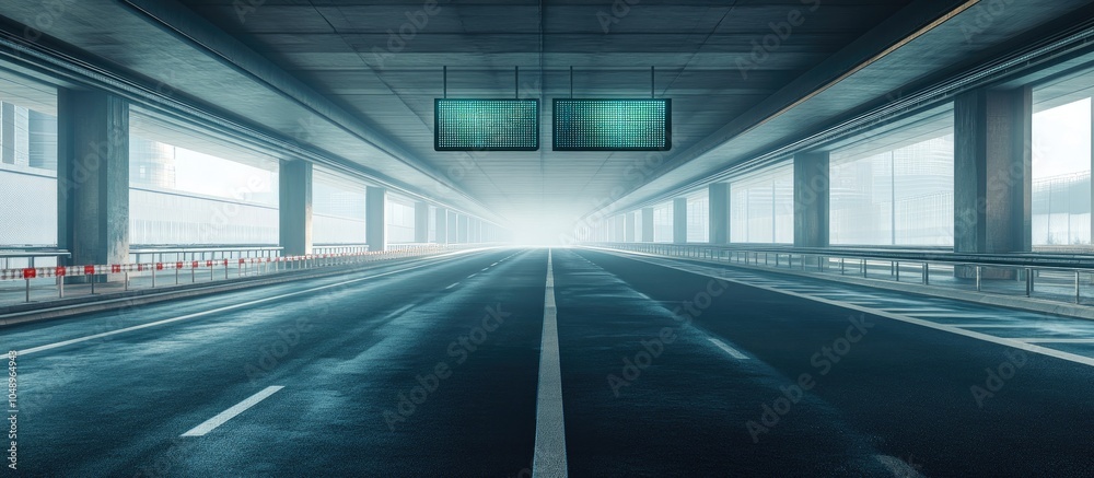 Vacant highway under empty digital road signs during coronavirus ...