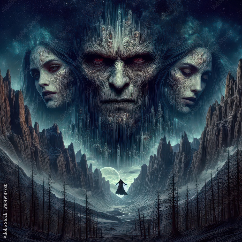 ai generated A realistic fierce face of Dracula naturally blended into ...
