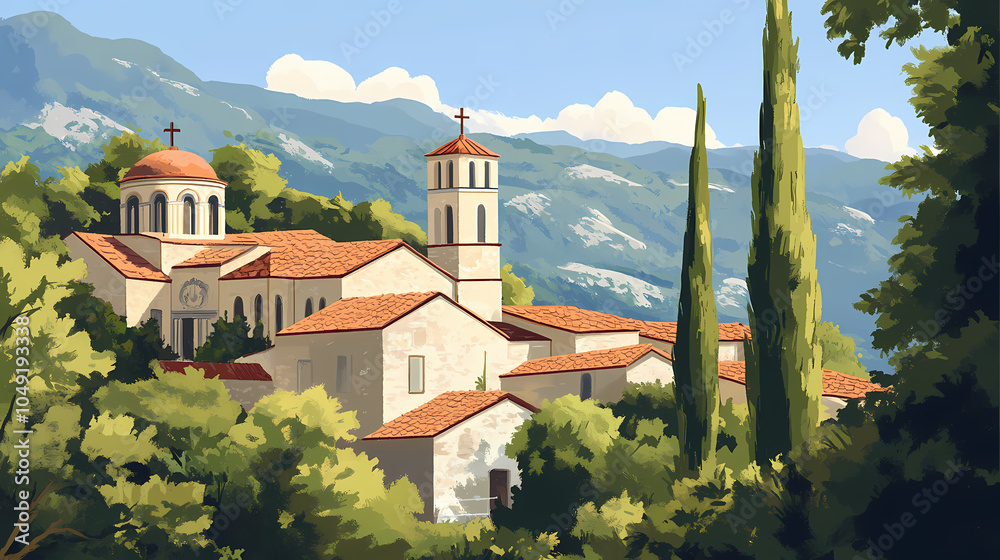 Ancient byzantine st nicholas church stands majestically amidst lush ...