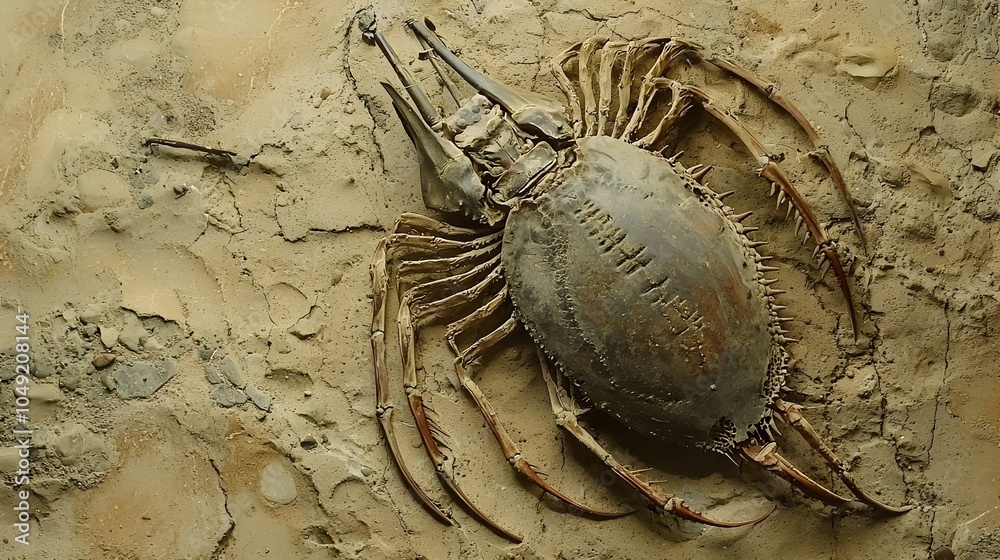 Detailed Fossil of Prehistoric Horseshoe Crab with Visible Body ...