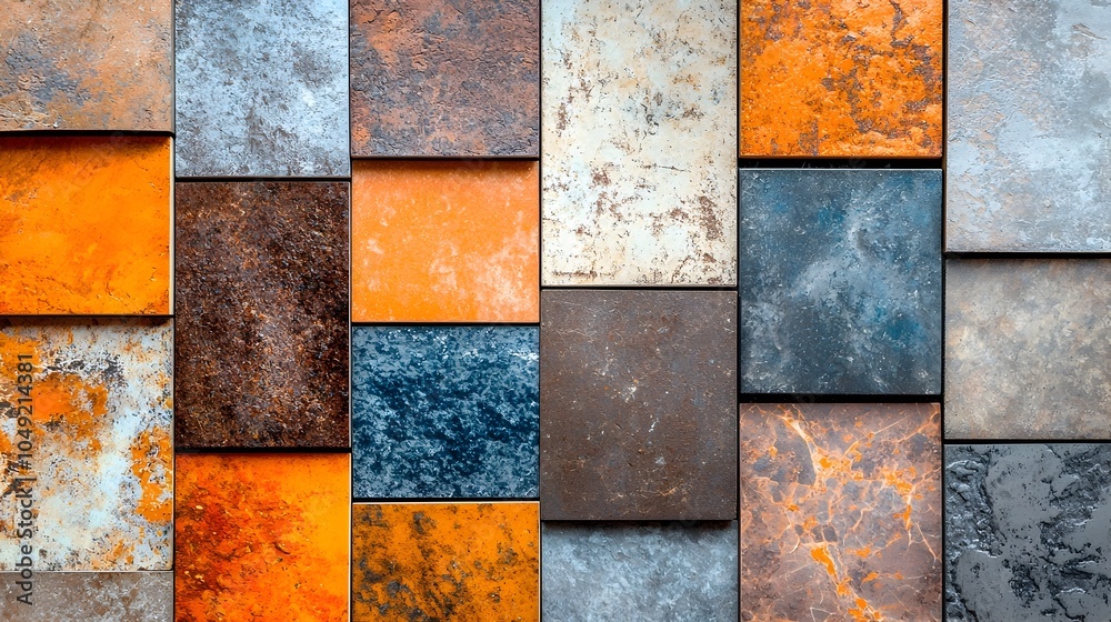 Diverse selection of ceramic stone and porcelain tile samples displayed ...