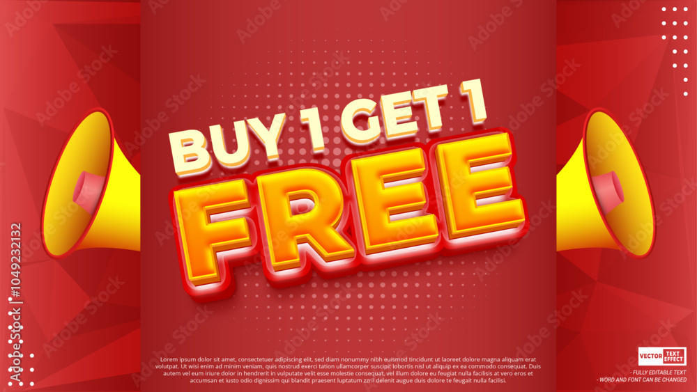 Buy 1 get 1 free editable 3d text effect for online store offer ...