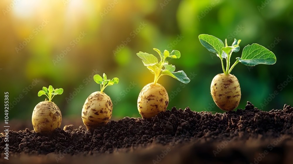 Stages of Potato Plant Lifecycle From Seed to Harvest in Organic ...